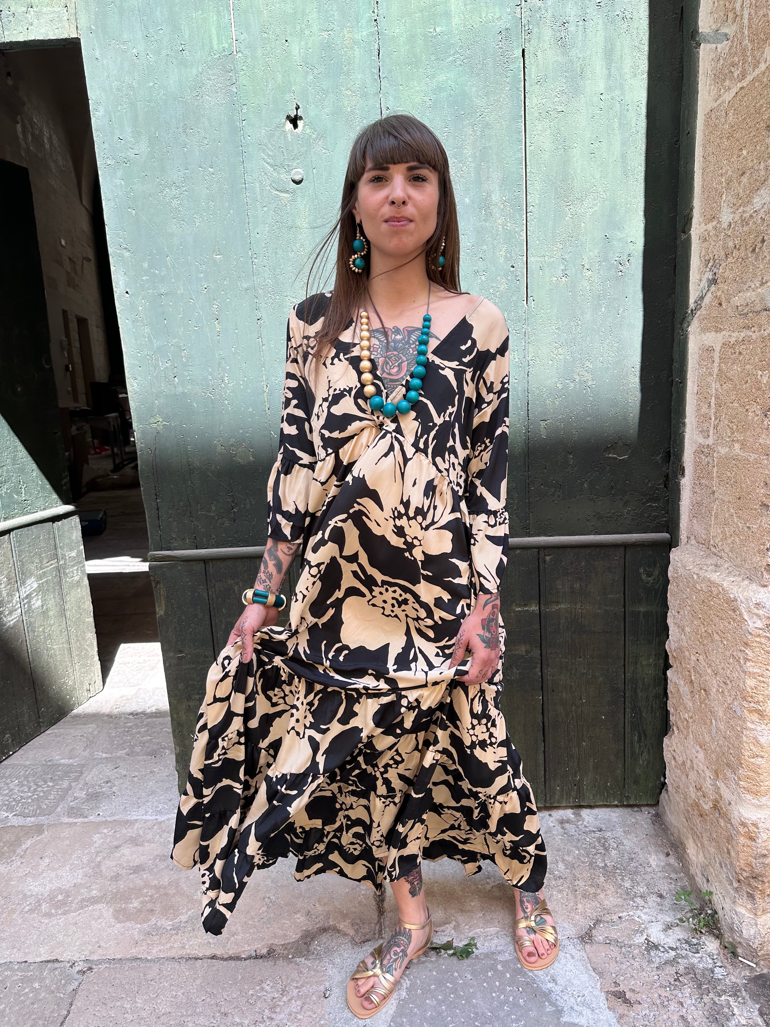 Vestito lungo seta Maria Antonietta – Bijondo
